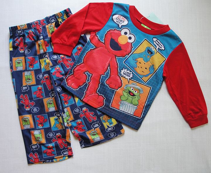 SESAME STREET Boys 4T ELMO, COOKIE MONSTER, OSCAR Pajama Set, NEW