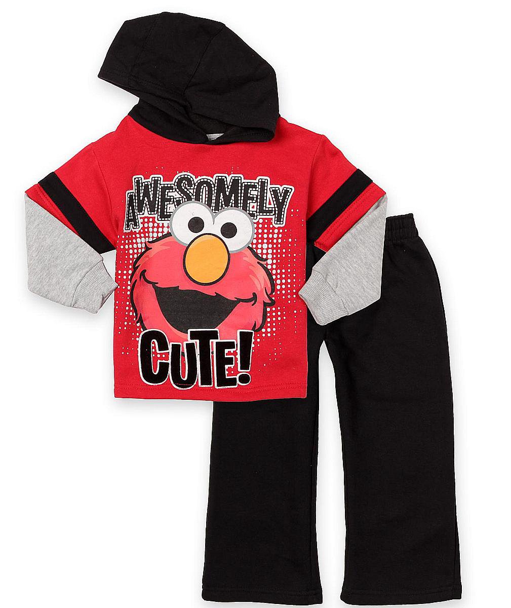 SESAME STREET ELMO Boy's 18 Months Hooded Sweat Suit Set, Outfit, NEW