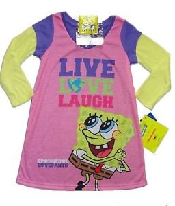 SPONGEBOB Girl's Size 4 LIVE, LOVE, LAUGH Nightgown w/ Keychain