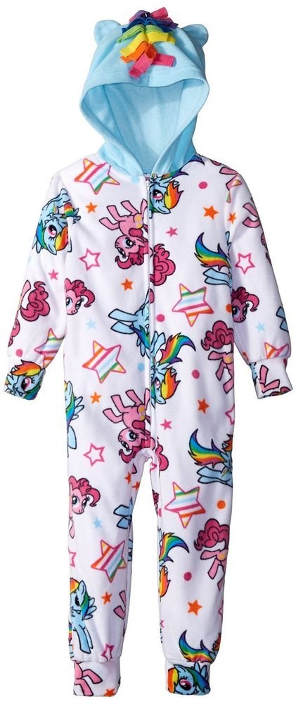 MY LITTLE PONY Girl's 4, 6, 8 OR 10 Fleece Hooded Pajama Sleeper ...