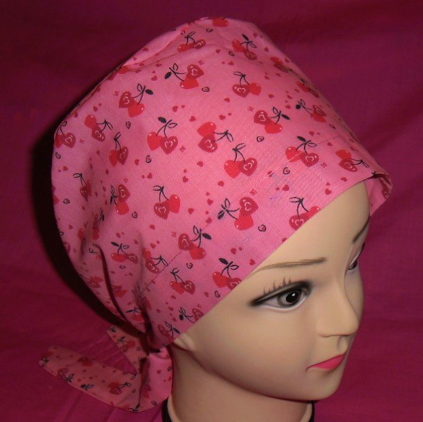 Nurses Scrubs Valentine Scrub Caps Pink Women Surgical Ladies Pixie Cap