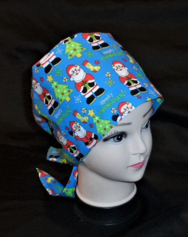 Pediatric Nurses Christmas Santa Clause Surgical Scrubs Scrub Caps Ladies Pixie Cap