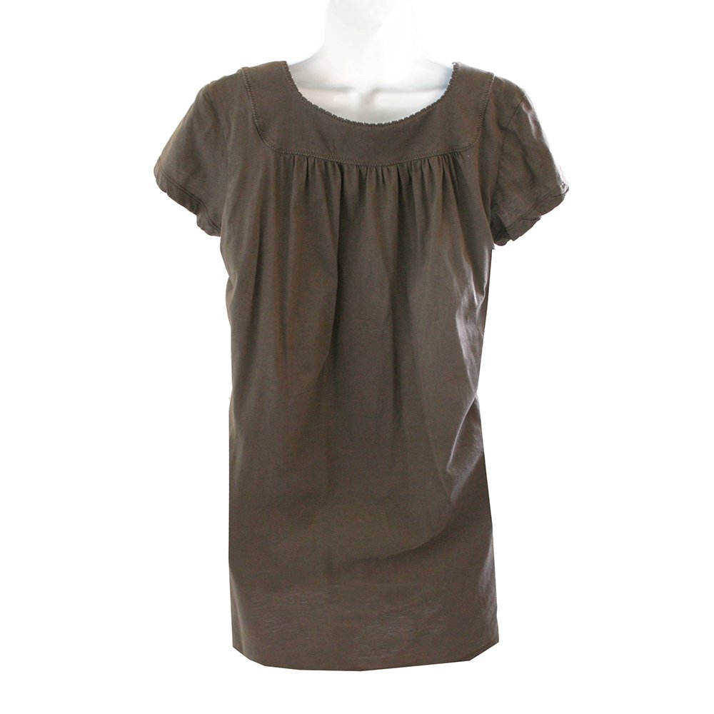 French Connection Brown Cotton Shift Dress with Bead Trim Women's Size ...