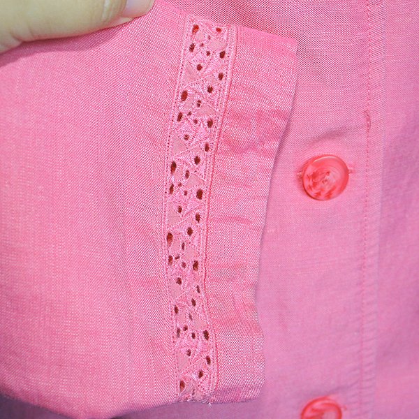 Sigrid Olsen Pepto Pink Linen Blend Eyelet Trim Shirt Jacket Blazer ...