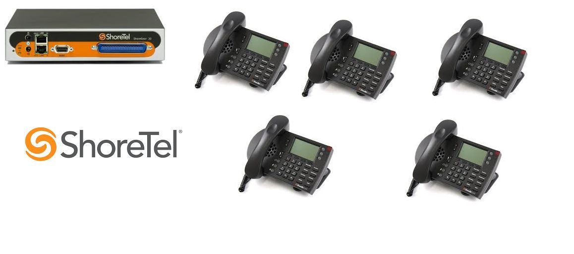 Shoretel 30 KSU VOIP Phone System W/ 5 230 Phones Telephones