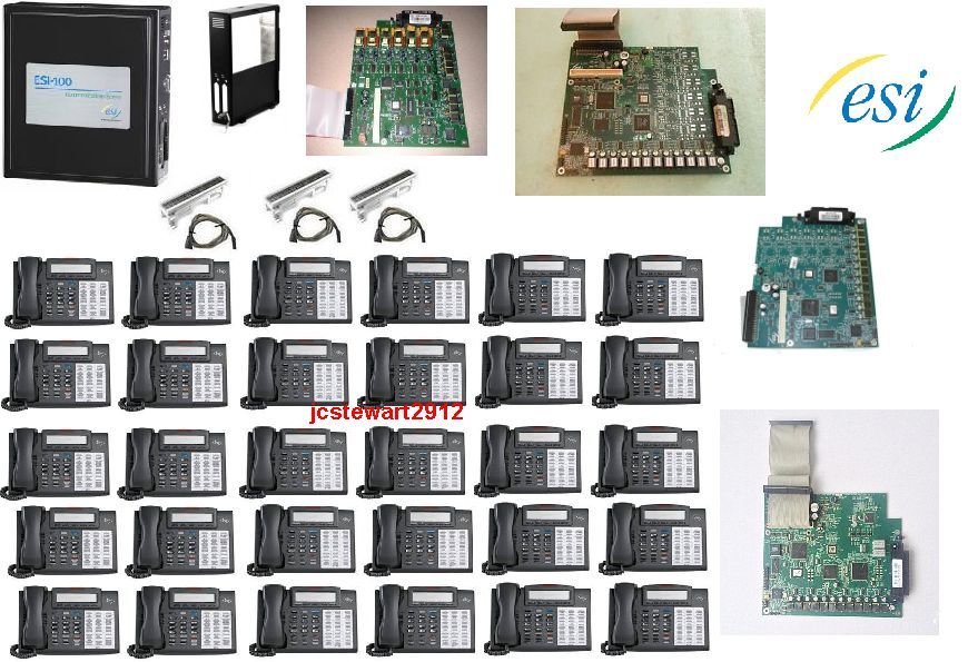 ESI CS100 TELEPHONE SYSTEM w/ 30x 48KEY HDFP PHONES, 1X ESI EXPANSION KSU