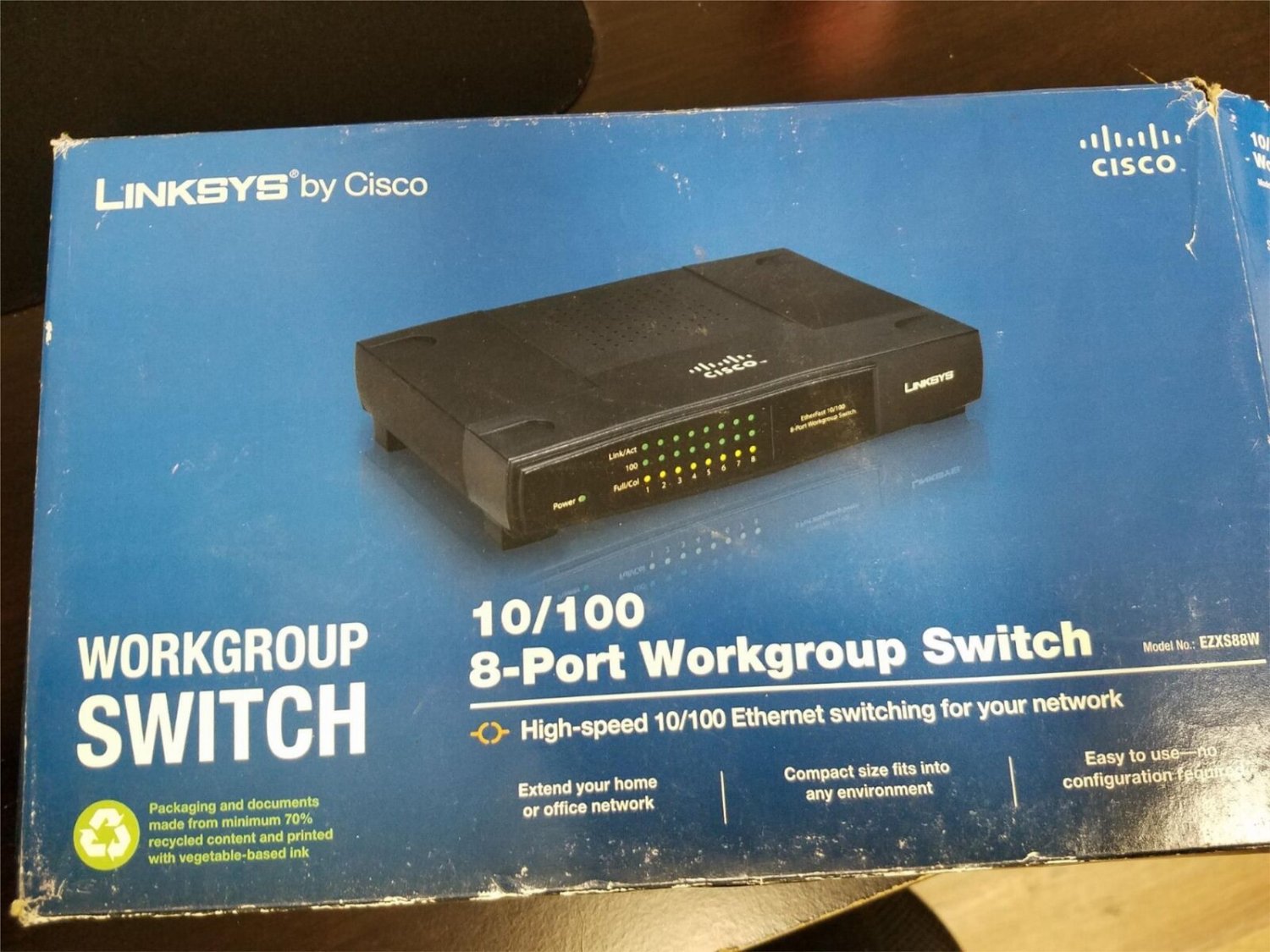 LINKSYS BY CISCO EZXS88W 8 PORT 10/100 WORKGROUP SWITCH w/ POWER SUPPLY