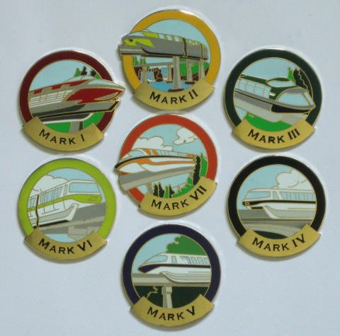 Disney Resort Monorail 50th Anniversary COMPLETE LE 7 Pin Set DLR