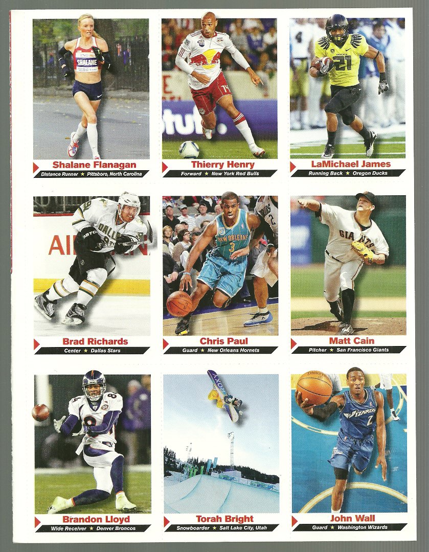 SI SPORTS ILLUSTRATED FOR KIDS Sheet of 9 Trading Cards #1 to #9 CHRIS PAUL
