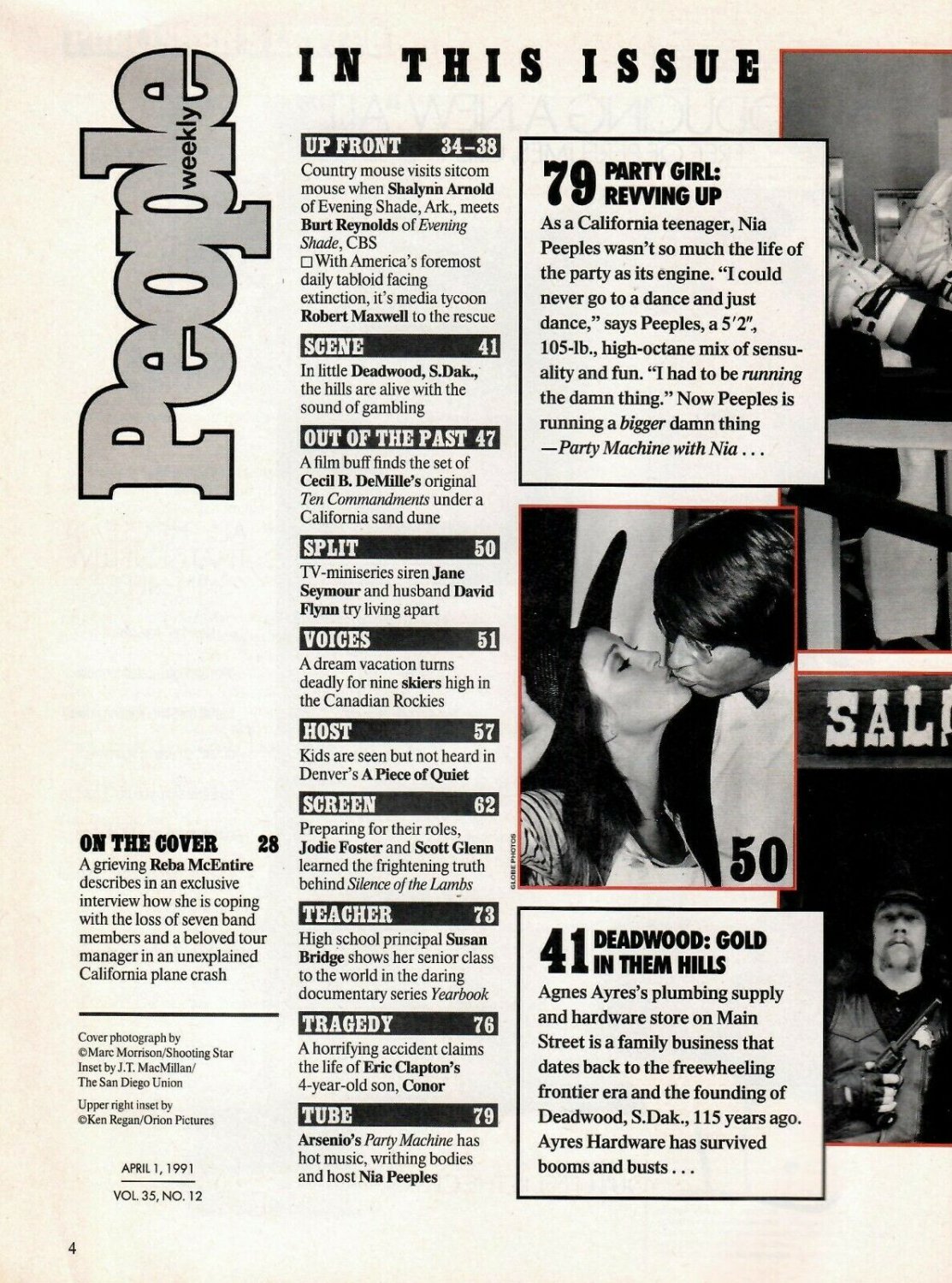 PEOPLE WEEKLY MAGAZINE April 1, 1991 REBA MCENTIRE Nia Peeples