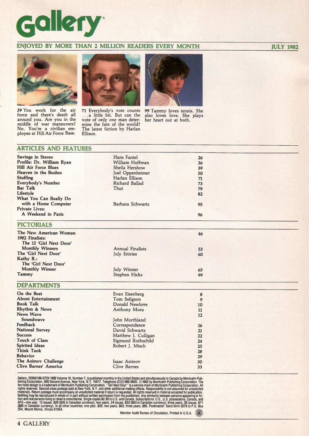 GALLERY MAGAZINE July 1982 ANDREW STEVENS Pamela Bellwood RICHARD ROUNDTREE