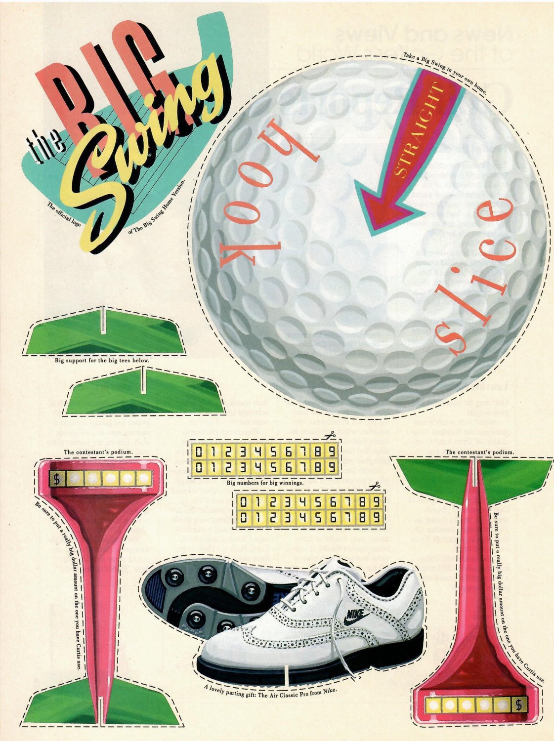 THE BIG SWING Nike Advertisement Golf Paper Dolls