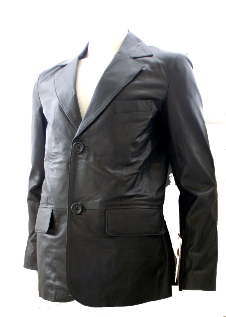 Men's 2 Button Classic Leather Blazer Style M80 Size "L" Label