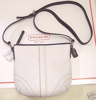 Authentic Coach Soho Leather Swing Pack/Handbag~~White/Mahogany