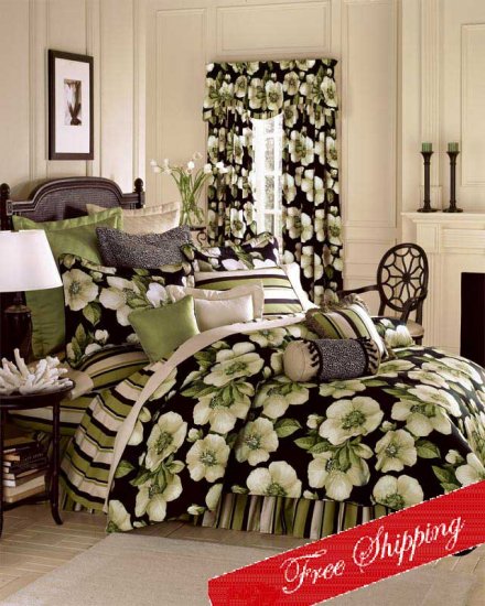 4PC Southern Magnolia's Floral Comforter Set QUEEN