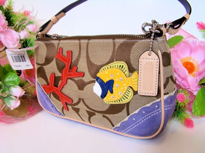 AUTHENTIC COACH SIGNATURE APPLIQUE FISH DEMI PURSE 1491 NWT LIMITED EDITION