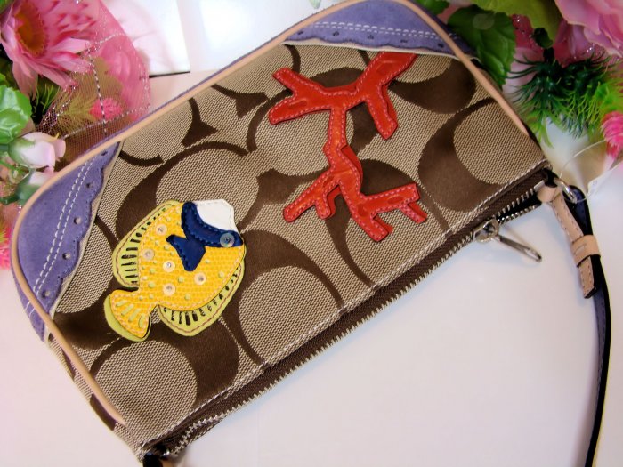 AUTHENTIC COACH SIGNATURE APPLIQUE FISH DEMI PURSE 1491 NWT LIMITED EDITION