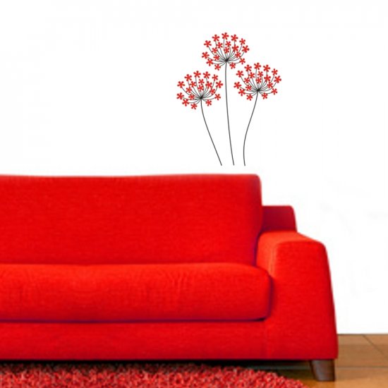 Gabriela's Red Flowers Wall Vinyl Decals Art Graphics Stickers