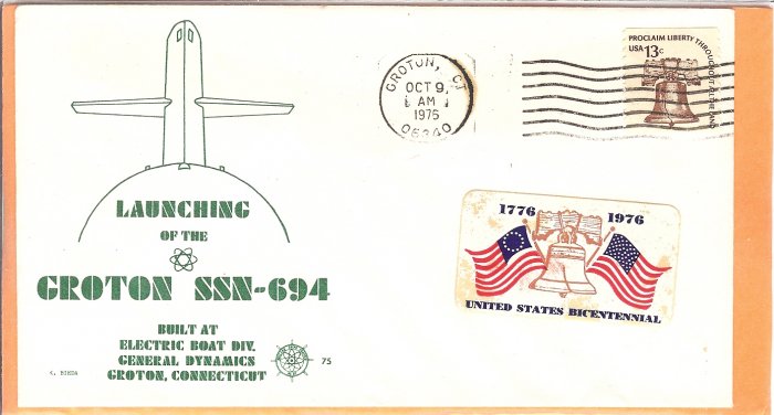USS GROTON SSN-694 LAUNCHED 1975 Naval Cover