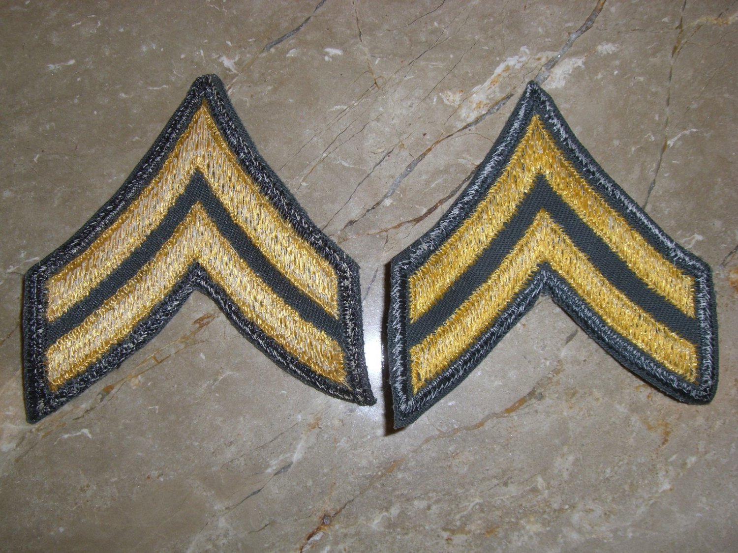 WWII 2 CORPORAL 2 STRIPE PATCHES Gold Stripes - Chevrons - Brand New