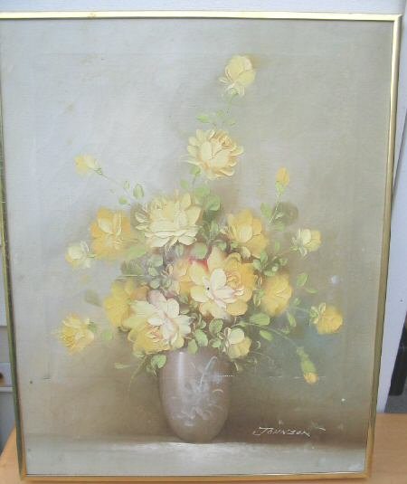 Artistic Interiors Original Oil Painting Flowers Signed Johnson