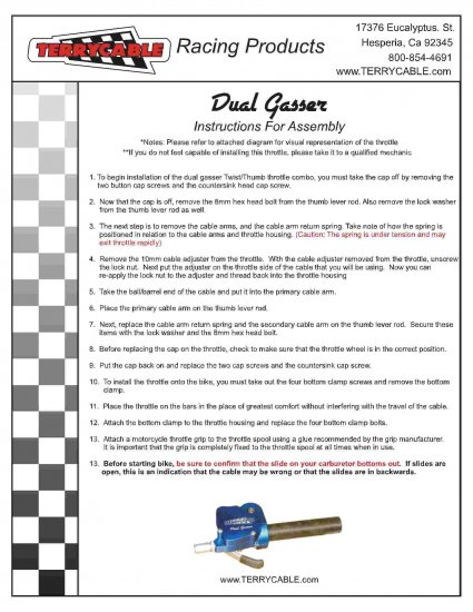 TerryCable Dual Gasser Throttle Assembly ATV - Polished- T10038-03