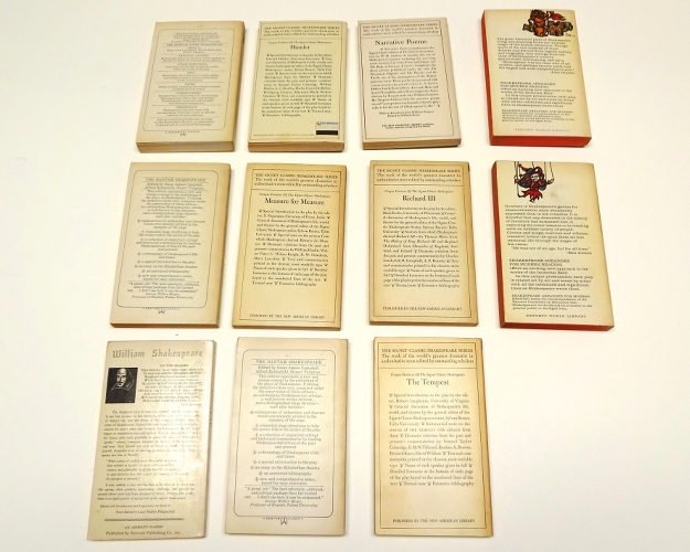 Lot Of Shakespeare Vintage Paperbacks, 5 Signet Classics