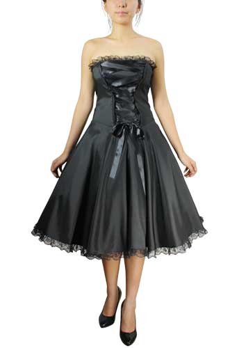 Black Corset Ribbon Lace Dress