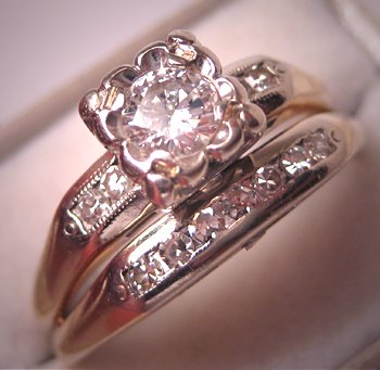Antique Diamond Wedding Ring Set Vintage