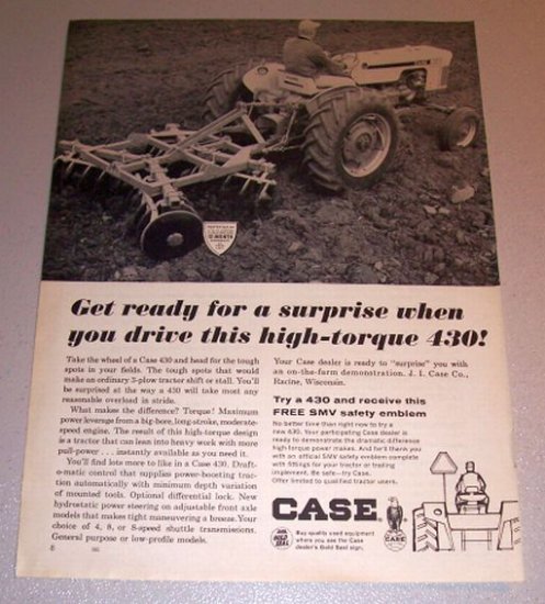 1966 Print Ad Case 430 Farm Tractor