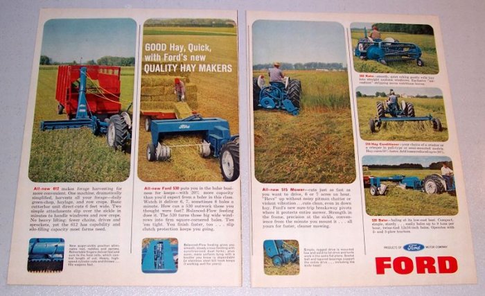 1964 Color Print Ad Ford Farming Tractor Implements