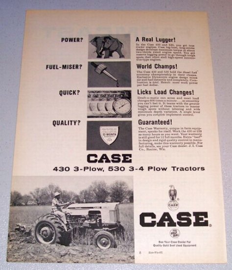 1964 Case Case-O-Matic 530 Farm Tractor Print Ad