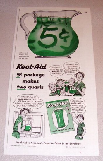 1954 Kool-Aid Soft Drink Powder Print Ad