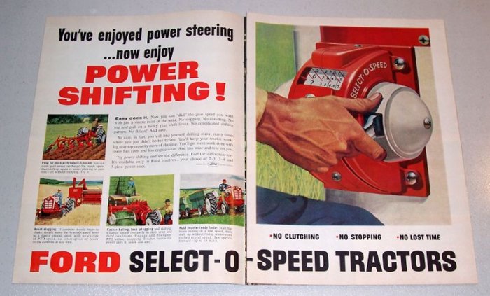 1962 Ford Select-O-Speed Tractors 2 Page Color Print Ad