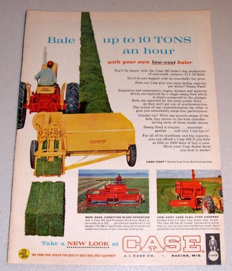 1962 J.I. Case 200 Square Hay Baler Color Print Ad