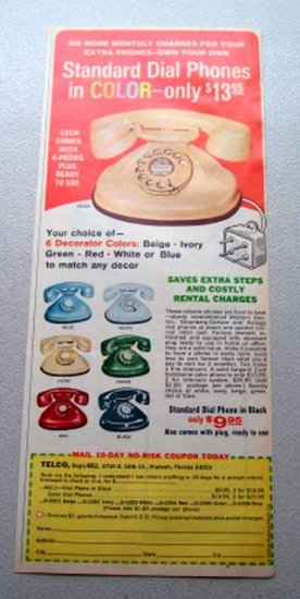 1969 Telco Beige Standard Dial Phone Color Print Ad