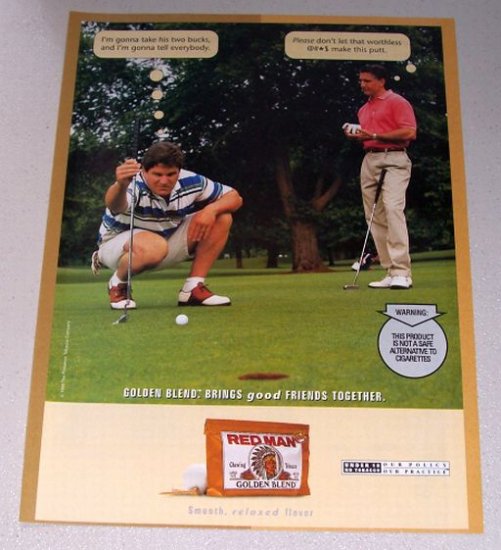 1998 RED MAN Pouch Chewing Tobacco Golfing Color Print Ad