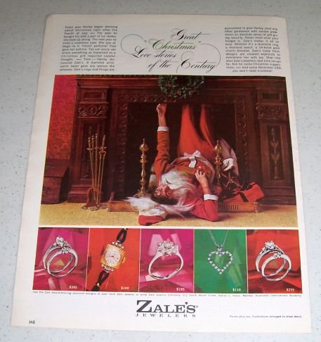 1964 Zales Jewelers Santa Christmas Color Ad