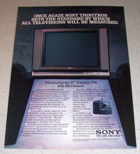 1985 Sony 27in Trinitron Microblack Television Color Tv Ad