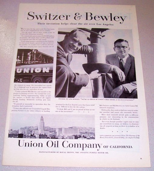 1958 Union Oil Company Print Ad Bill Bewley Bob Switzer