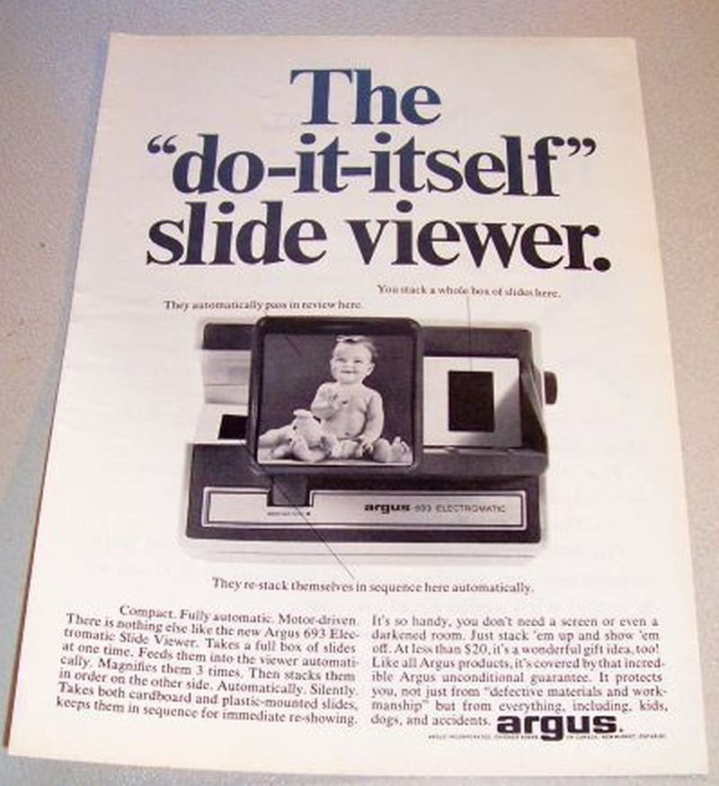 1965 ARGUS 693 Electromatic Slide Viewer Print Ad