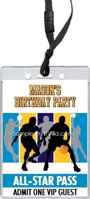 Blue Purple Gold Basketball Team All-Star Pass Invitation