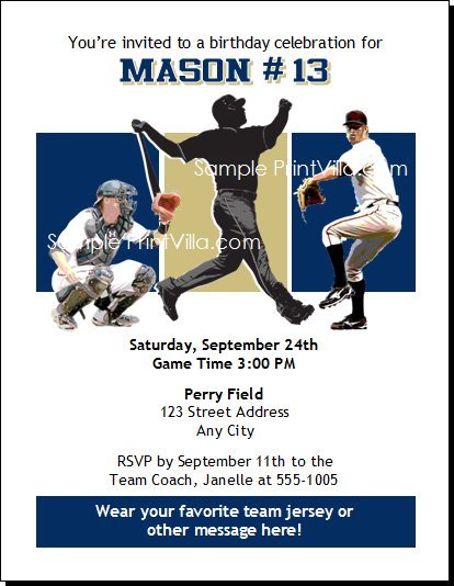 San Diego Padres Colored Birthday Party Invitation