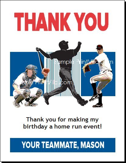 Chicago Cubs Colored Baseball Thank You Cards