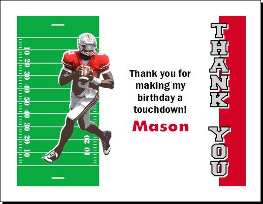 Ohio State Buckeyes Colored Football Field Thank You Cards
