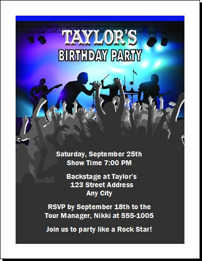 Rock Band Birthday Party Invitation