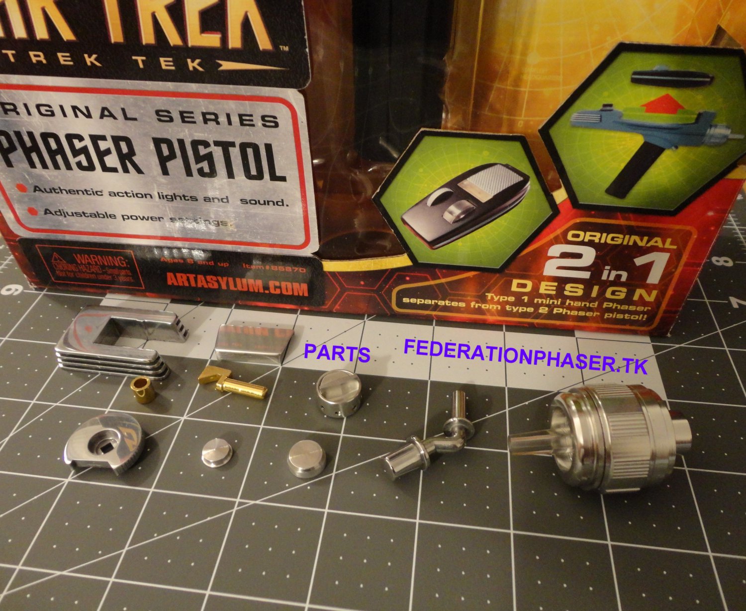 ART ASYLUM / DIAMOND STAR TREK PHASER WITH P1 & P2 METAL PARTS UPGRADE ...