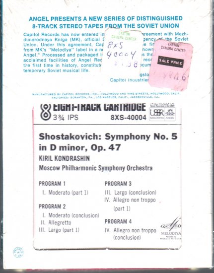 Kiril Kondrashin & Moscow Philharmonic - Shostakovich Symphony No. 5 Sealed 8-track tape