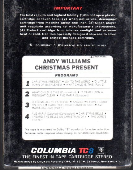 Andy Williams - Christmas Present Sealed 8-track tape