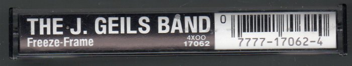 The J. Geils Band - Freeze Frame Cassette Tape